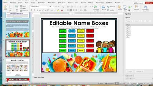 Editable Back to School Lunch Count and Attendance for Google & Powerpoint