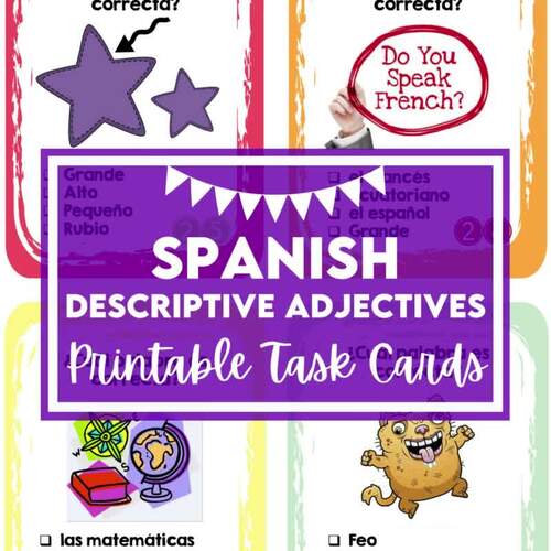 Spanish Descriptive Adjectives Printable Task Cards | Cómo Somos Así Se ...