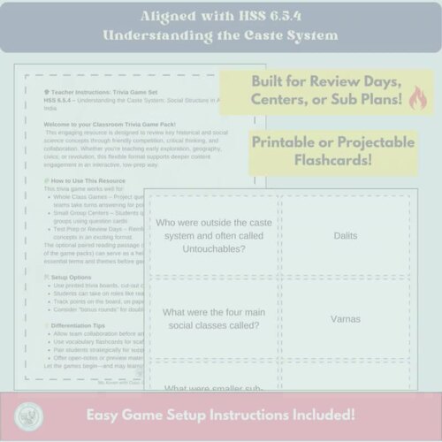 HSS 6.5.4 Trivia Game: Understanding The Caste System in Ancient India