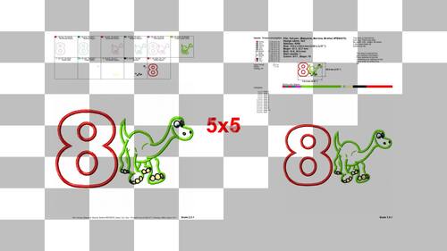 Arlo The Good Dinosaur Birthday Number 8 Applique Design - Instant Download