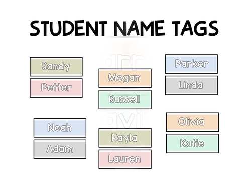 Printable Calm Colors Student Name Slips, Student Name Posters, Name Labels