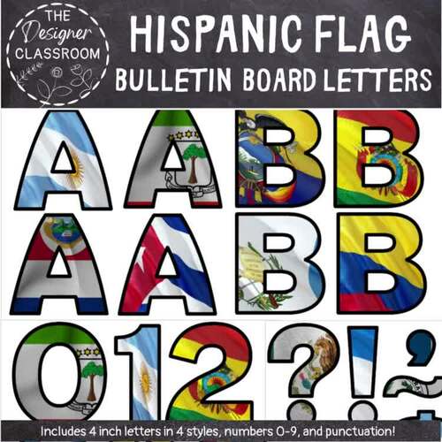 Hispanic Flag Bulletin Board Letters | Hispanic Heritage Month | TPT
