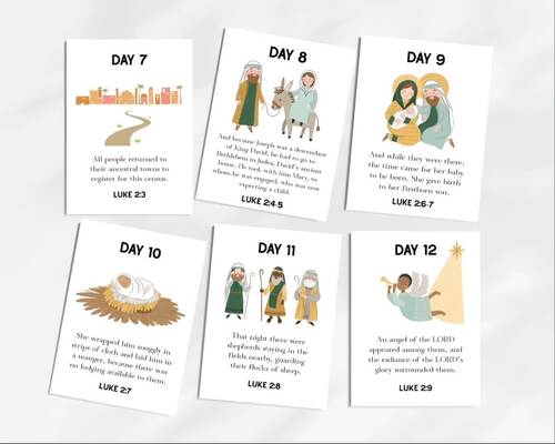 Christmas Nativity Story Advent Cards, Printable 25 Days of December ...