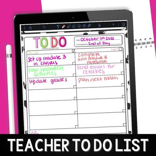 Teacher To Do List Digital for iPad and Printable by The Sassy Math Teacher
