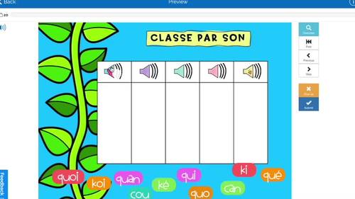 French Phonics Sounds Sons Graphème QU K C | BOOM CARDS audio SET 3