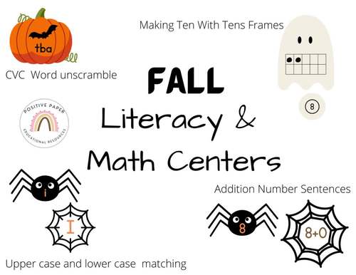 Halloween Math & Reading Center Activities PreK-1st | TPT