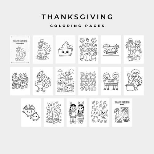 Thanksgiving Coloring Pages For Kids, Fall Coloring Book, Turkey ...
