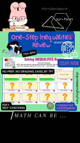 Solving One-Step Inequalities FUN BUNDLE: Foldable + Digital Escape Room
