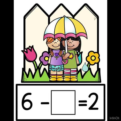 Spring Subtraction Flash Cards {Parts of 6} by Serendipity Math Shop