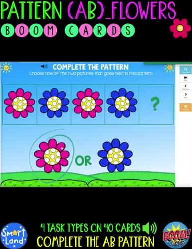 AB Pattern Practice_Spring Flowers_Boom Cards™ by Smart Land Printables