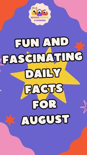 Daily Fun & History Facts for August month | Back to School | TPT