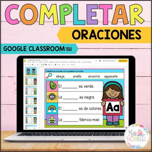 Completar oraciones para Google Slides™ y Worksheets | Lectoescritura