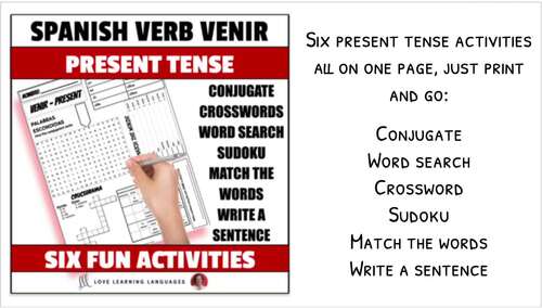 Spanish Verb VENIR Worksheets and Activities Bundle | TPT