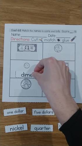 Math Money Skills Read and Match Names to Coins and Dollar Bills PDF ...