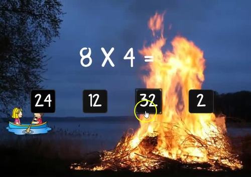 Summer BOOM Cards 100 Multiplication Facts Camping Scenes by Smart Teaching