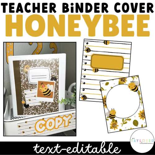 Honeybee Teacher Binder Covers | EDITABLE | Bee-Themed Classroom Decor