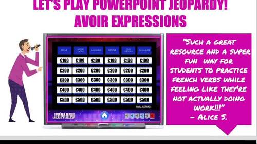 French Avoir Expressions Present Tense Jeopardy Style Review Game ...
