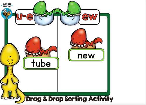Long U Vowel Teams Sorts U-E UE UI EW Boom Cards Game by Busy Bee Studio