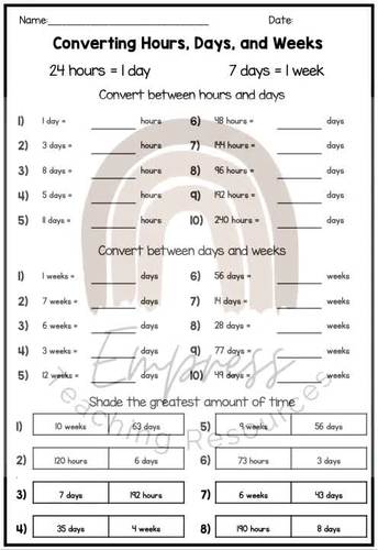 Time Numeracy Worksheet Pack - Middle Years by Empress Teaching Resources