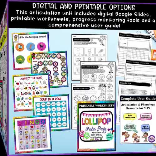Articulation L and L Blends Speech Therapy WORKSHEETS and for Google Slides