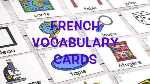 FRENCH School Themed Vocabulary Cards (cartes de vocabulaire - l'école)