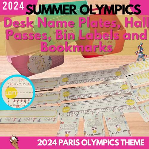 2024 Summer Olympics Name Plates, Bin Labels, Hall Passes, Bookmarks