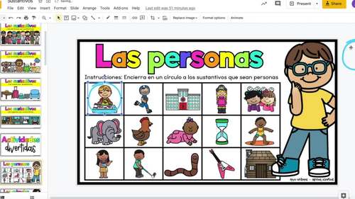 Centros y Actividades de Sustantivos Digital Nouns in Spanish | TPT
