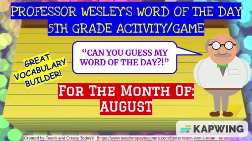 OCTOBER 4th Grade Vocabulary Builder Word Of The Day Morning Work ...