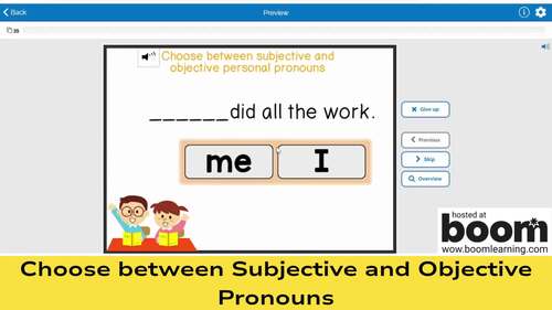 1st Grade Subject and Object Pronouns Digital Boom Cards by Limes and ...