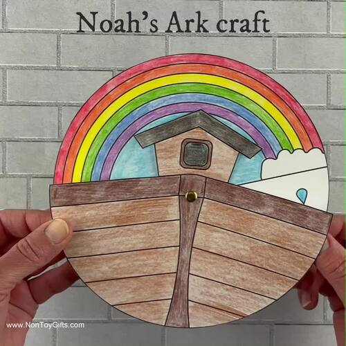 Noah's Ark Spinner Craft - Bible Lesson - Bible Story Coloring Craft