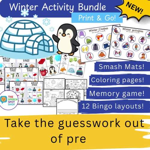 Winter Clothes & Winter Actions Bundle: Smash Mats, Bingo, Memory, & More!