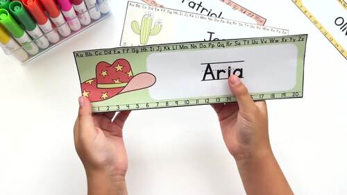 Retro Western Themed Desk Name Tags, Editable Letters & Numbers Desk Tags