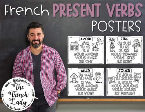French Present Verb POSTERS & Coloring Pages - Basic French, Francais ...