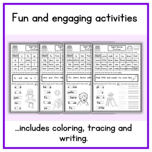 Pre Primer Sight Words Worksheets Enhance Reading Preschool Dolch ...