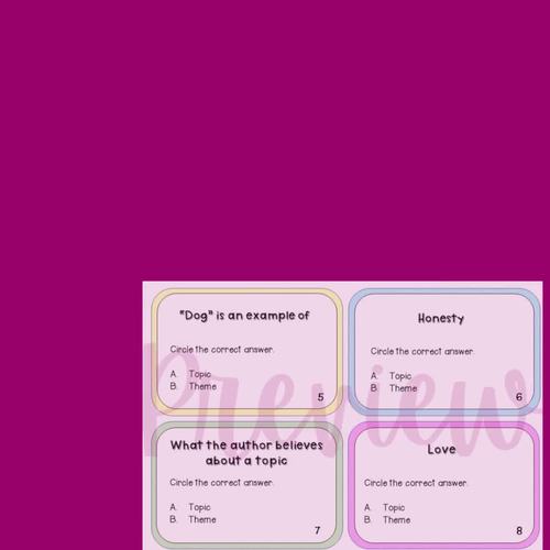 Topic vs Theme Task Cards Comprehension by Bilingual Teaching Made Easy Topic vs Theme Task Cards Comprehension by Bilingual Teaching Made Easy