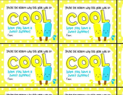 Popsicle End of Year Gift Tag- You're the reason why this year was so COOL!