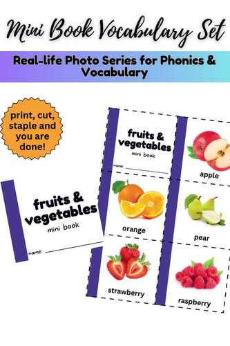 Vocabulary Mini Books for ESL & PreK-2 6 Printable Photo Reading books