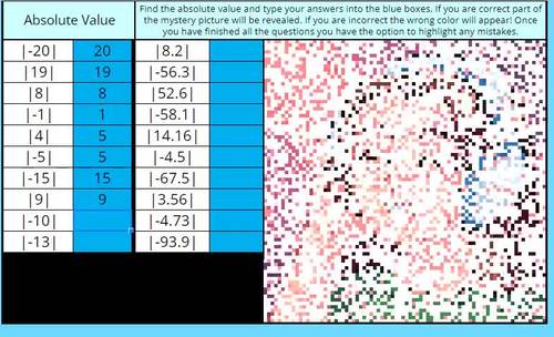 Absolute Value Pixel Art by Pick Up and Go Resources | TPT
