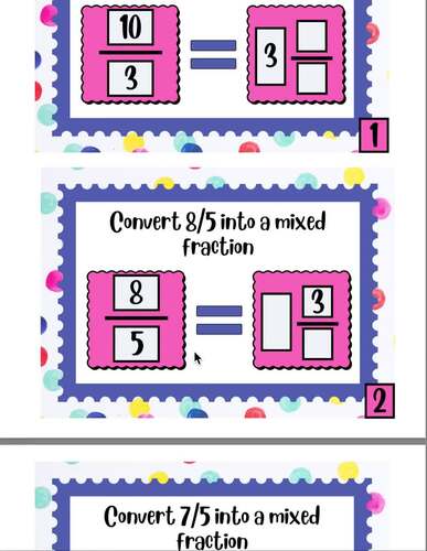 Task Cards with Differentiation-Converting Improper Fractions into ...