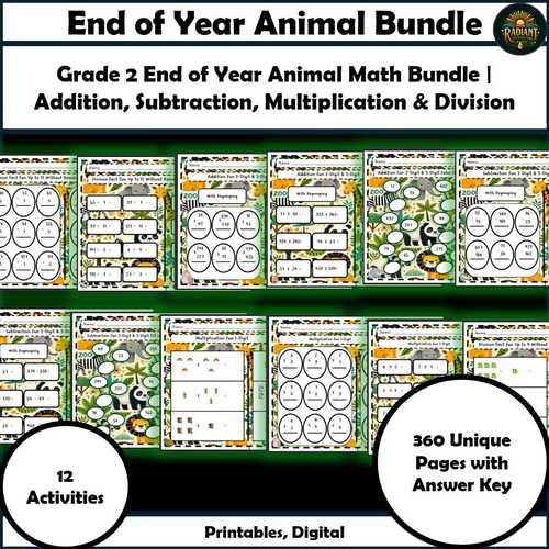 Grade 2 End of Year Math Bundle Addition Subtraction Multiplication ...