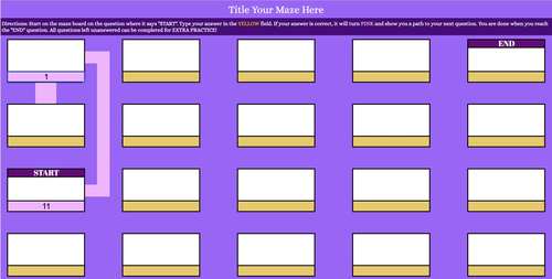 Self Correcting MAZE Template - 20 Question BUNDLE! by PAME Resources