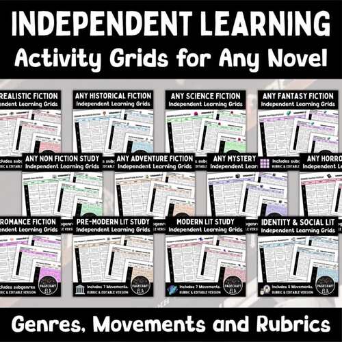 BUNDLE of Literary Genre & Movement Specific Independent Activity Grids
