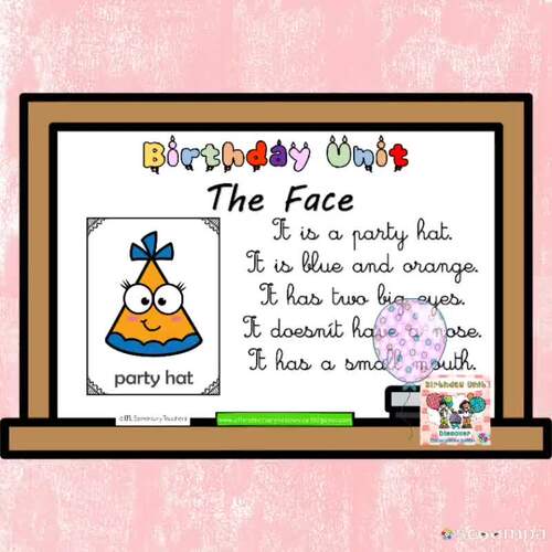 Birthday & Face Parts – Flashcards, Small Cards & Worksheets ...