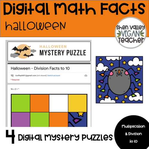 4 Mystery Puzzles Digital Math Facts HALLOWEEN Multiplication ...