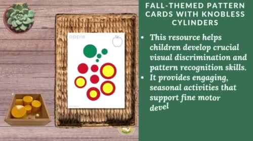 Knobless Cylinder Extension Cards Fall Patterns Sensory Fine Motor ...