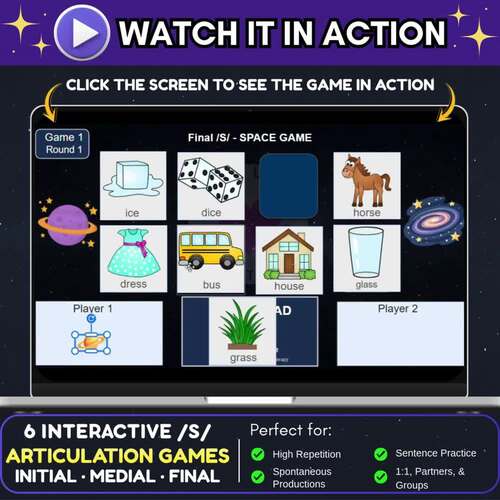 /S/ Articulation Game Bundle | Initial, Medial, Final | Digital Speech ...