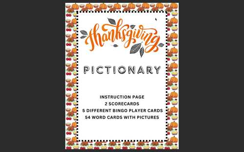 THANKSGIVING PICTIONARY GAME by Charley Windham Johnson | TPT
