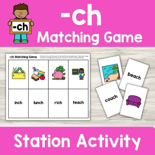 -ch Phonics Matching Game Center Station | 1st 2nd Grade Activity Reading