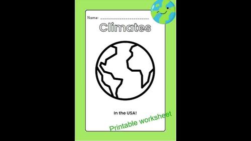 Climates in the USA - Printable worksheet by Geography place of Sven
