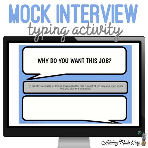 Mock Interview Prompts, Tips & Typing Activity | TPT